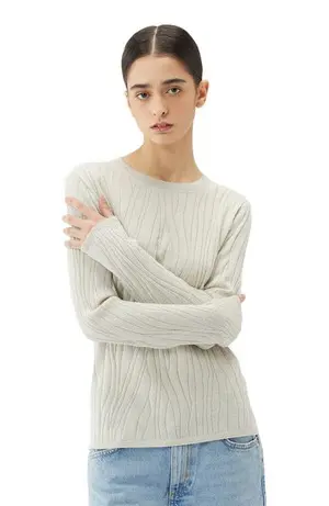 GOBI MONGOLIAN CASHMERE Cashmere And Silk Sweater With Silver Threading - Whisper White