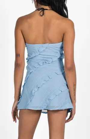 Princess Polly Lars Ruffle Strapless Mini Dress - Blue
