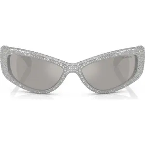 SWAROVSKI 60mm Irregular Sunglasses - Silver Mirror