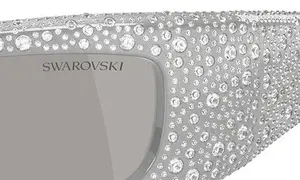 SWAROVSKI 60mm Irregular Sunglasses - Silver Mirror