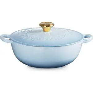 LE CREUSET Holly Collection Traditional 4.5-quart Enamel Cast Iron Dutch Oven With Lid Coastal Blue