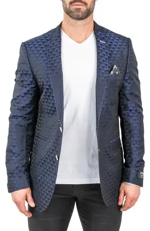 MACEOO Skull Patterned Blazer - Blue
