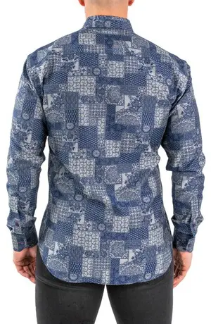 MACEOO Einstein Jacqvosaic Contemporary Fit Cotton Blend Button-up Shirt