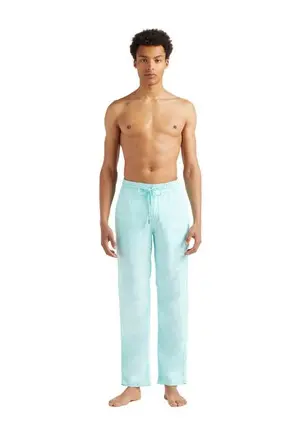 Vilebrequin Slim Fit Solid Linen Pants - Lagon