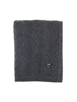 GOBI MONGOLIAN CASHMERE Cable Knit Blanket - Charcoal