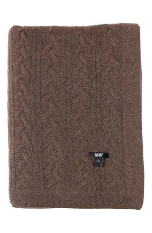 GOBI MONGOLIAN CASHMERE Cable Knit Blanket Cocoa