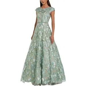 Mac Duggal Embellished High Neck Ballgown - Sage