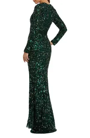 Mac Duggal Embellished Long Sleeve Gown