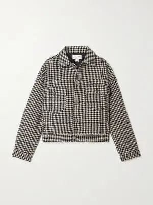 FRAME Houndstooth Tweed Trucker Jacket