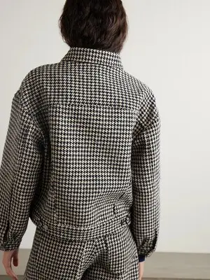 FRAME Houndstooth Tweed Trucker Jacket