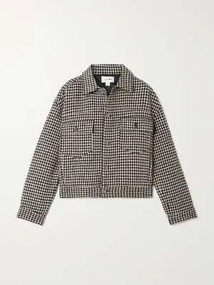 FRAME Houndstooth Tweed Trucker Jacket