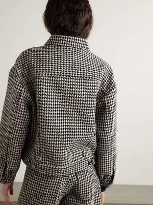 FRAME Houndstooth Tweed Trucker Jacket