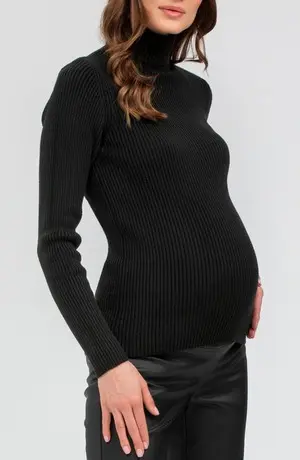 PIETRO BRUNELLI Aurora Turtleneck Rib Sweater - Black