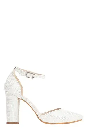 FOREVER & ALWAYS SHOES Gisele High Block Heels With Ankle Strap - Ivory