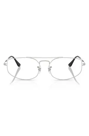 Ray-ban 56mm Irregular Optical Glasses - Silver