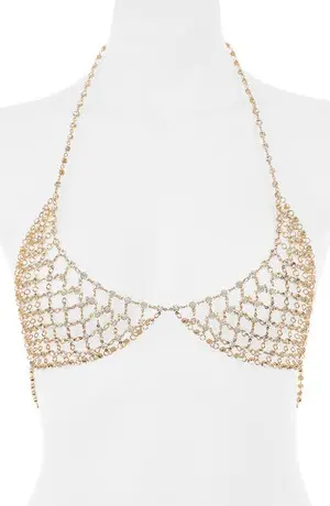 Bluebella Marli Embellished Chain Bralette - Gold/clear