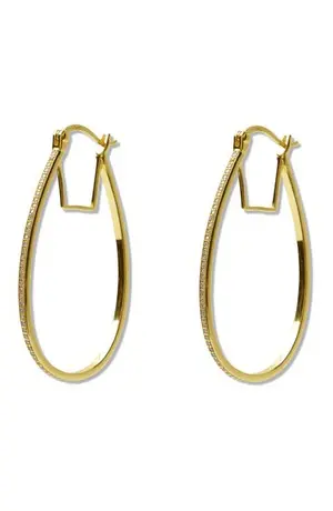 Argento Vivo Cubic Zirconia Oval Hoop Earrings - Gold