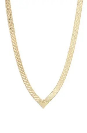 Argento Vivo Herringbone Chain V-necklace - Gold