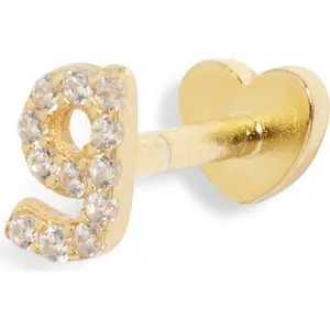 Argento Vivo Pavé Cubic Zirconia Initial Flatback Stud Earring - Gold