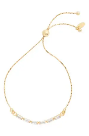 Argento Vivo Baguette Zirconia Slider Bracelet - Gold