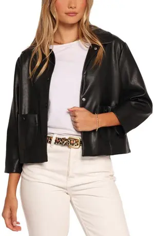 PETAL & PUP Evora Faux Leather Cropped Jacket