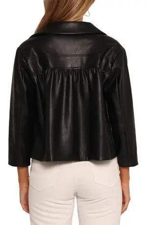 PETAL & PUP Evora Faux Leather Cropped Jacket