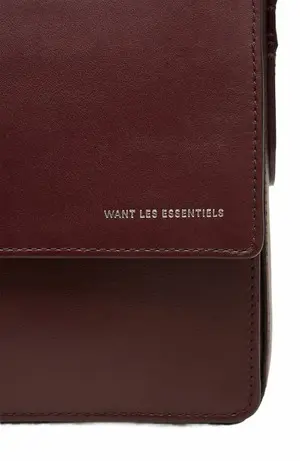WANT Les Essentiels Arch Smooth Leather Crossbody Bag - Dark Cherry