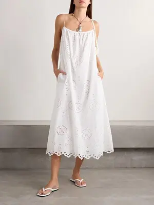 Matteau Tie-detailed Broderie Anglaise Cotton Midi Dress
