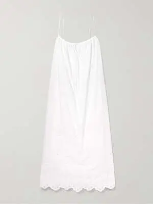 Matteau Tie-detailed Broderie Anglaise Cotton Midi Dress