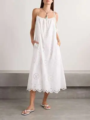 Matteau Tie-detailed Broderie Anglaise Cotton Midi Dress