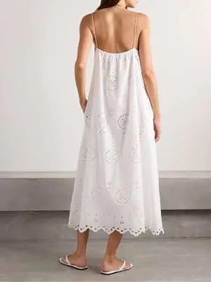 Matteau Tie-detailed Broderie Anglaise Cotton Midi Dress