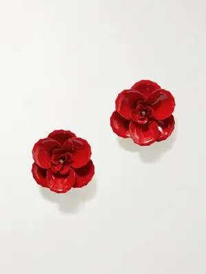 JENNIFER BEHR Chaya Gold-tone Enamel Earrings - Red