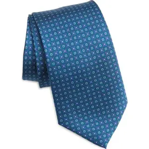 CLIFTON WILSON Floral Medallion Silk Tie - Blue
