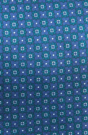 CLIFTON WILSON Floral Medallion Silk Tie - Blue