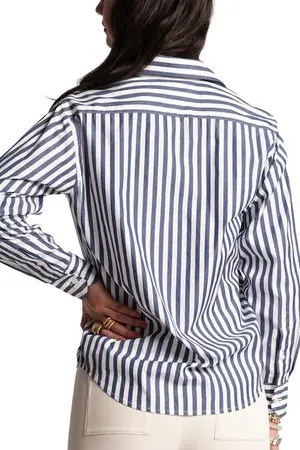 FRANCES VALENTINE Striped Button-down Shirt - Navy/white