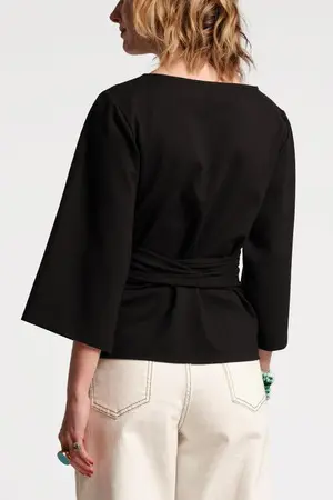 FRANCES VALENTINE Whitney Wrap Top - Black
