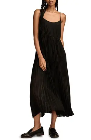 Lucky Brand Pleated Maxi Dress - Black