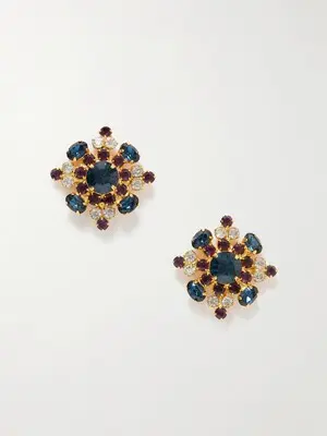 JENNIFER BEHR Perola Gold-plated Crystal Earrings - Blue
