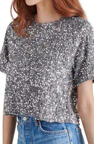 Steve Madden Cressa Sequin T-shirt - Grey