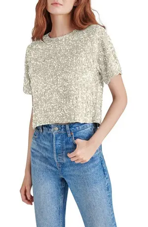 Steve Madden Cressa Sequin T-shirt - Ivory