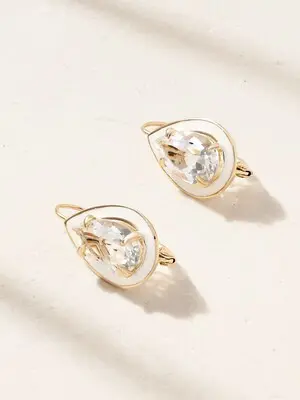 Alison Lou Cocktail Topaz And Enamel Earrings - White