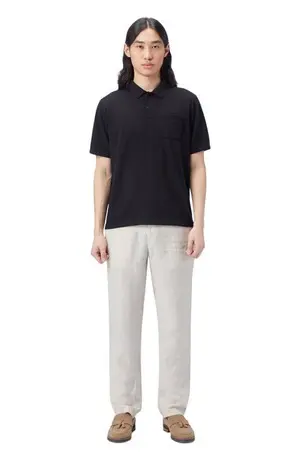 Gobi Cashmere Cotton Silk Cashmere Blend Polo Shirt - Black