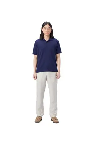 Gobi Cashmere Cotton Silk Cashmere Blend Polo Shirt - Navy