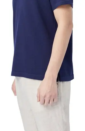 Gobi Cashmere Cotton Silk Cashmere Blend Polo Shirt - Navy
