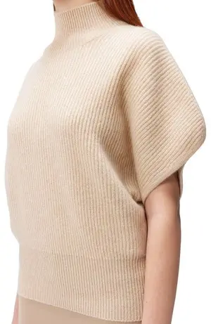 Gobi Cashmere Cashmere Short-sleeve Turtleneck - Beige