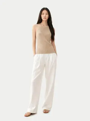 Gobi Cashmere Ajour" Knit Top - Beige