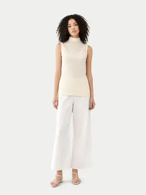 Gobi Cashmere Lightweight Ribbed Silk Turtleneck - Marshmallow
