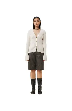 GOBI MONGOLIAN CASHMERE Buttoned Cashmere V-neck Cardigan - Coconut Milk