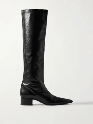 Khaite Andee Crinkled-leather Knee Boots - Black