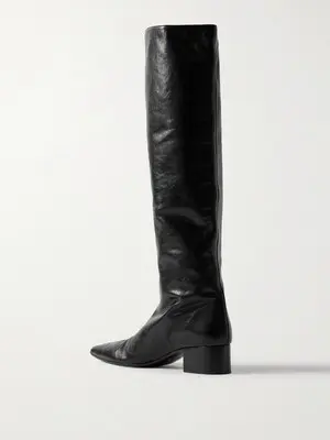 Khaite Andee Crinkled-leather Knee Boots - Black